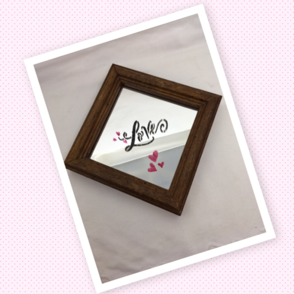 LOVE With Hearts on Mirror Framed Positive Saying Wall Art Home Decor ...