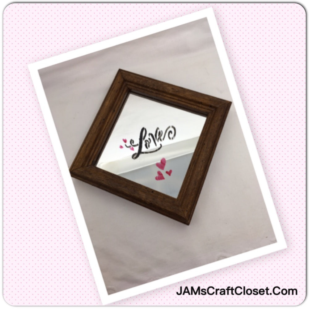 LOVE With Hearts on Mirror Framed Positive Saying Wall Art Home Decor ...