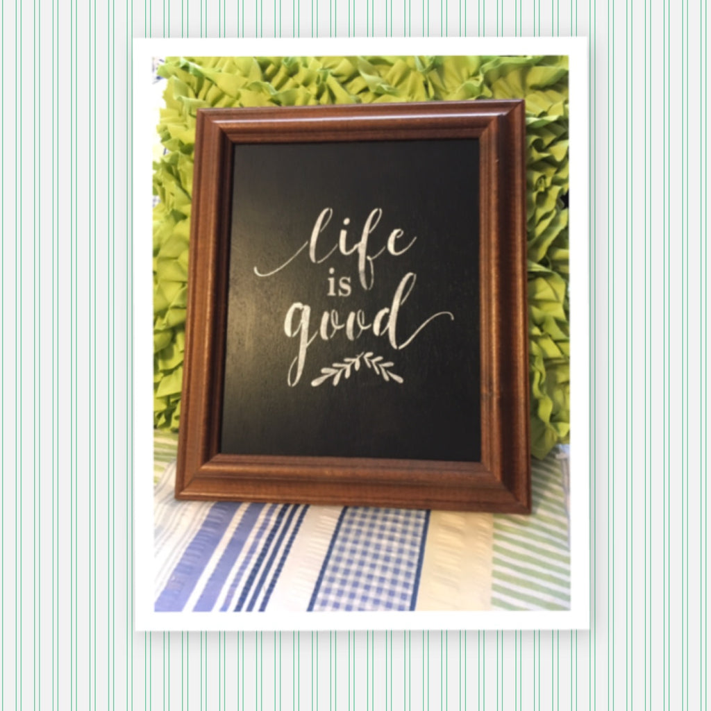 LIFE IS GOOD Brown Framed Saying Sign Wall Art Hand Painted Home Decor ...