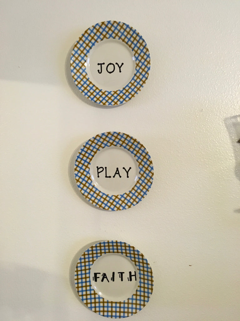 Plate Hand Painted Upcycled Repurposed Positive Saying JOY Plate Home ...