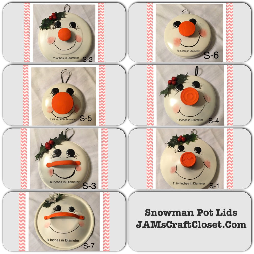 SNOWMAN POT LID (S-1) Upcycled Refurbished Handmade Wall Art Christmas ...