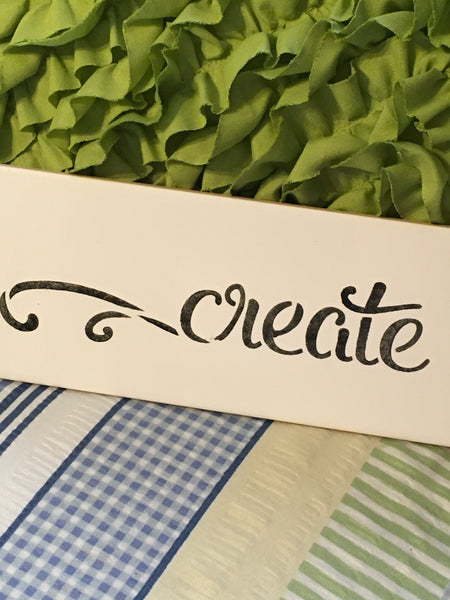 Tile Sign CREATE Positive Saying With Button Floral Accents Wall Art G ...
