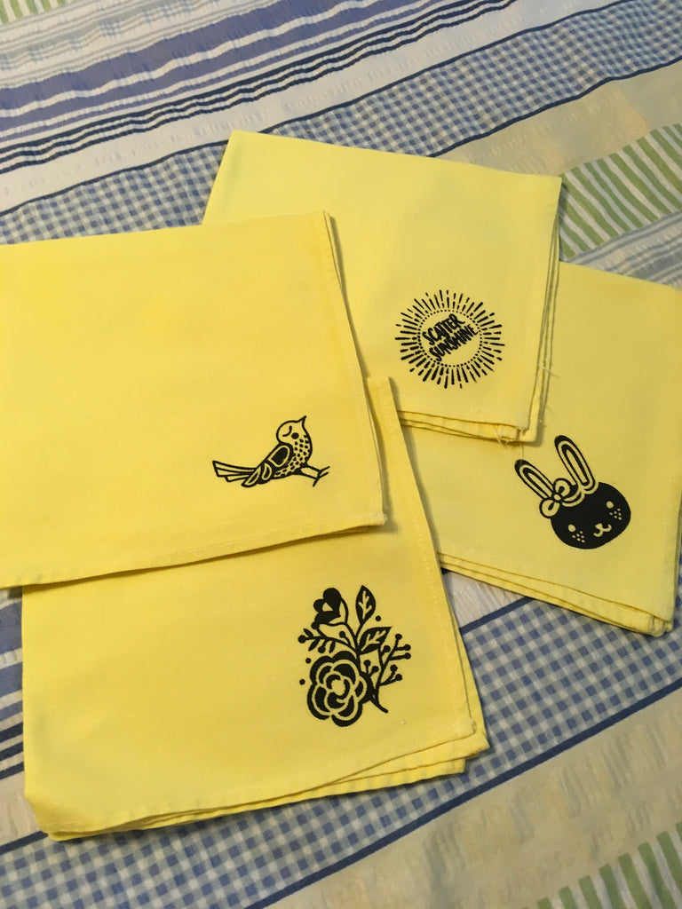 Napkins Handmade Yellow Bunny Scatter Sunshine Set of 4 Kitchen Dining ...