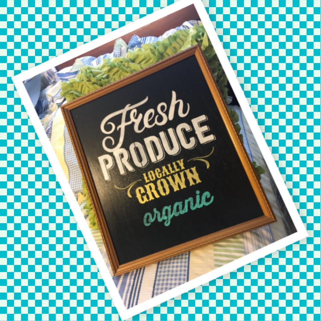 FRESH PRODUCE LOCALLY GROWN ORGANIC Framed Wall Art Hand Painted With ...