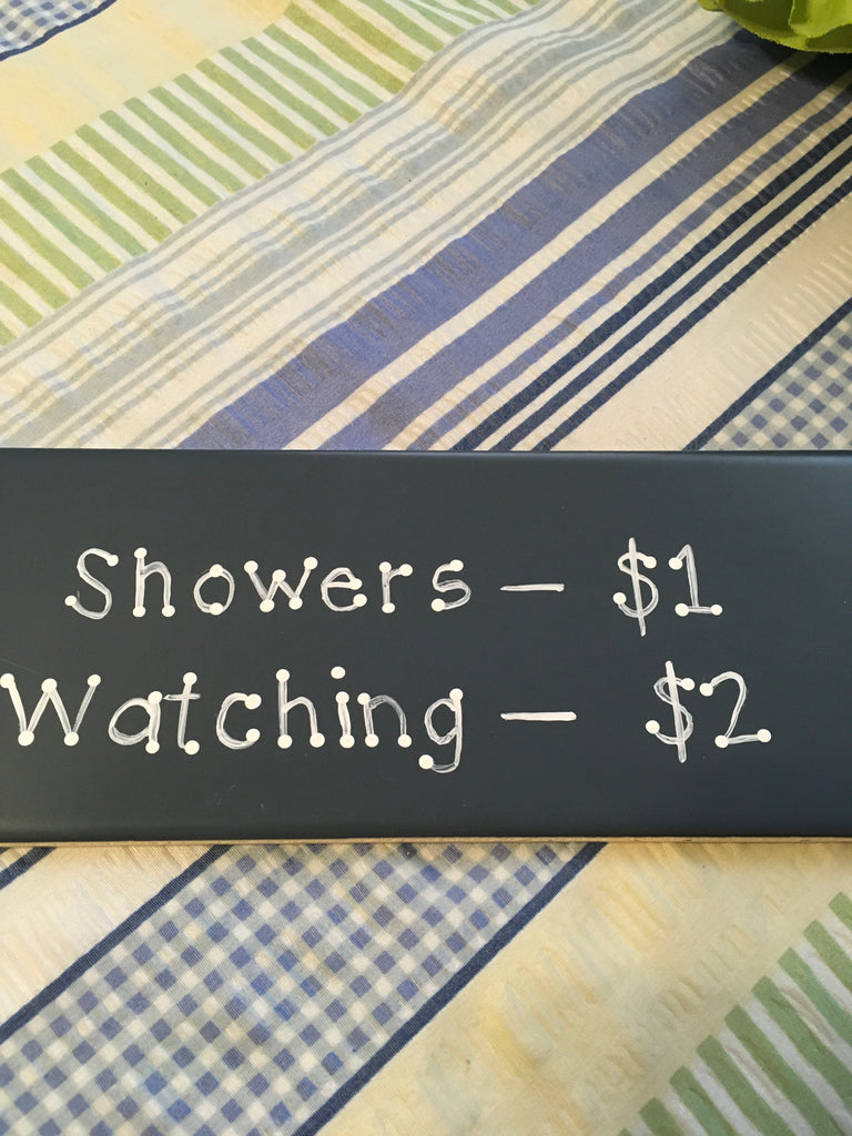 SHOWERS $1 WATCHING $2 Blue Ceramic Tile Sign Funny BATHROOM Decor Gif ...