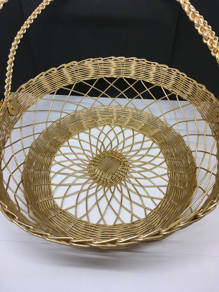 Basket Wire Vintage Round Gold Kitchen Decor Home Decor Gift Idea Made ...