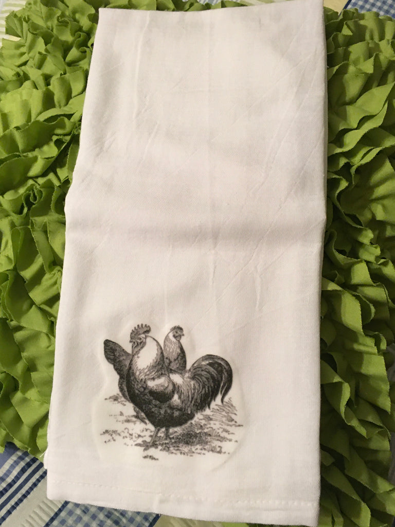 4 CHICKENS Flour Sack Decorative Tea Dish Towels Gift Kitchen Country ...