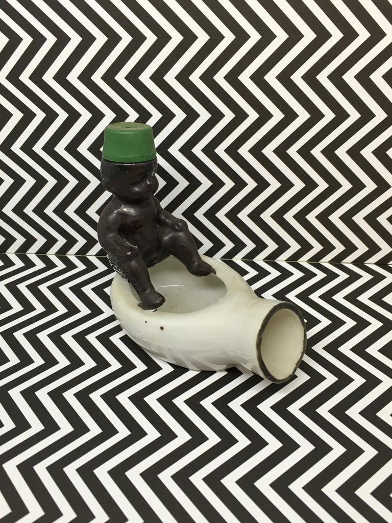 Japan Black Americana Ashtray Boy ON Potty Toliet Vintage Shelf Sitter ...