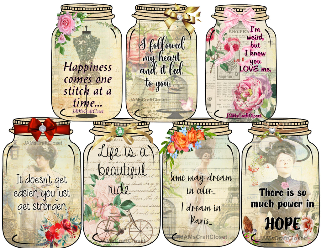 BUNDLE VINTAGE CANNING JARS Graphic Design Positive Saying Downloads S ...