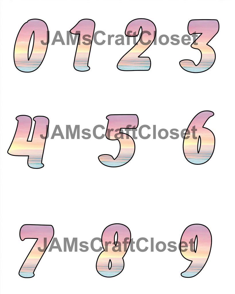 NUMBER SETS Digital Graphic Design Typography Clipart SVG-PNG Sublimat ...