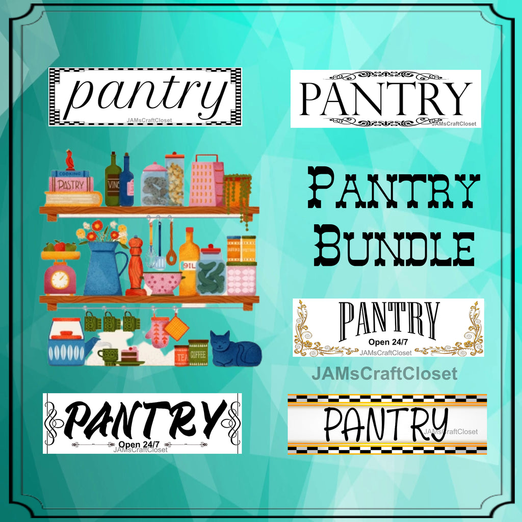 BUNDLE PANTRY SIGNS Digital Graphic Design Kitchen Decor Wall Art Down ...