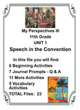 My Perspectives English III 11th Grade UNIT 1 Speech in Convention Tea ...