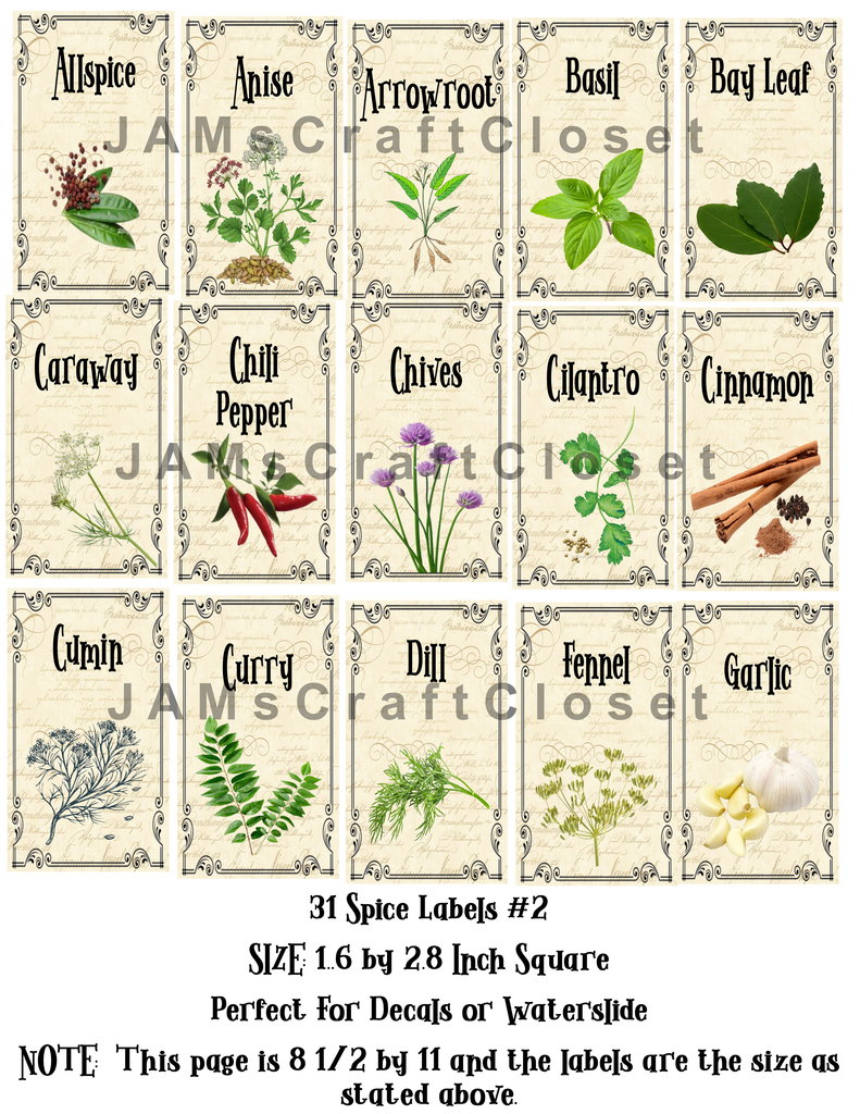 SPICE LABELS 2 Digital Graphic Design Downloads SVG PNG JPEG Files Dec ...