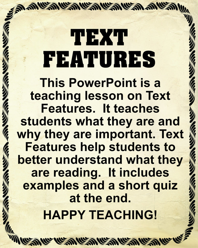 Text Features PowerPoint Lesson With Practice Activities Fun Engaging ...