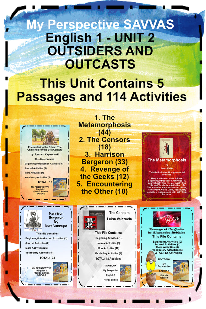 My Perspectives English 1 9th Grade UNITS 1 to 5 from SAVVAS Textbook ...