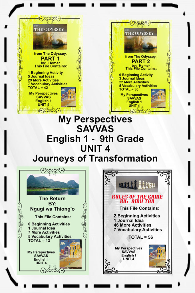 My Perspectives English 1 9th Grade UNITS 1 to 5 from SAVVAS Textbook ...