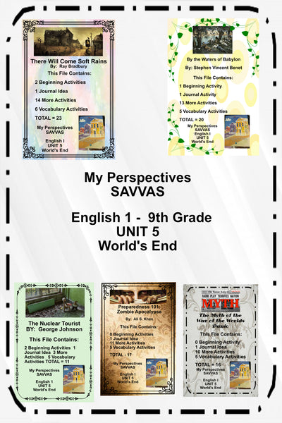 My Perspectives English 1 9th Grade UNITS 1 to 5 from SAVVAS Textbook ...