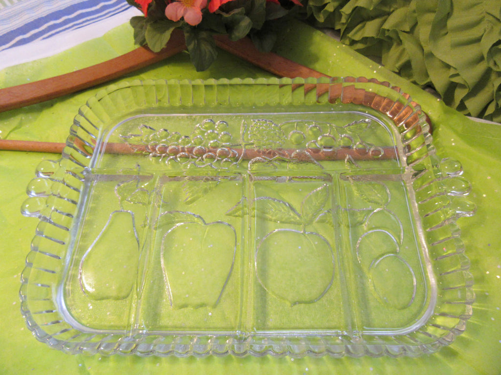 Serving Tray Unique Vintage Rectangle Crystal Indiana Clear Glass Frui ...