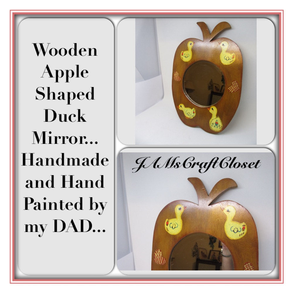 Mirror Vintage Wall Apple Shaped Wooden Duck Country Childs Room ...