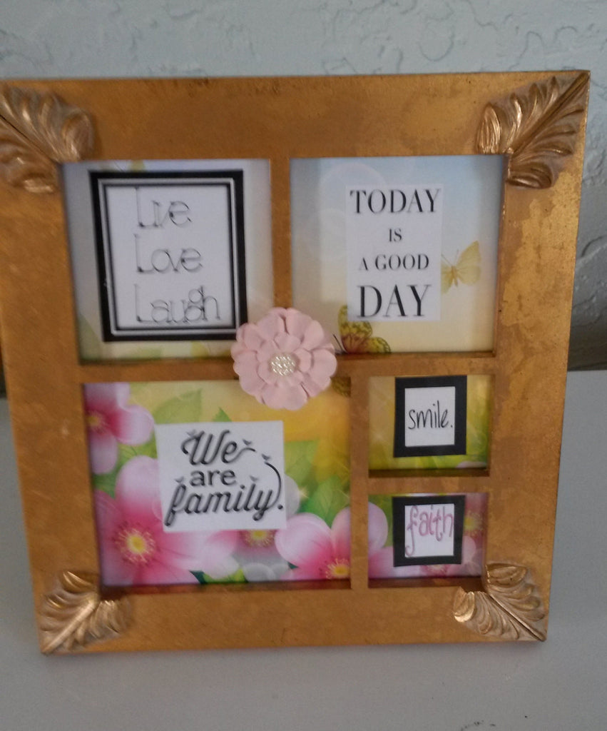 Positive Saying Gold Wooden Picture Frame Vintage Looking Flowers Butt ...