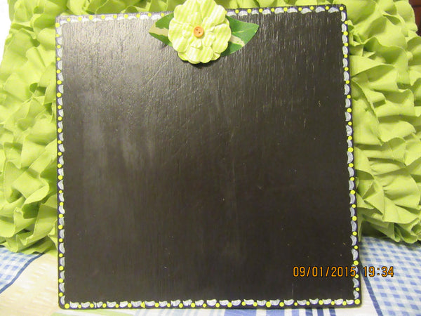 Chalkboard Square Hand Painted Chalkboard in Aqua White and Mint Green ...