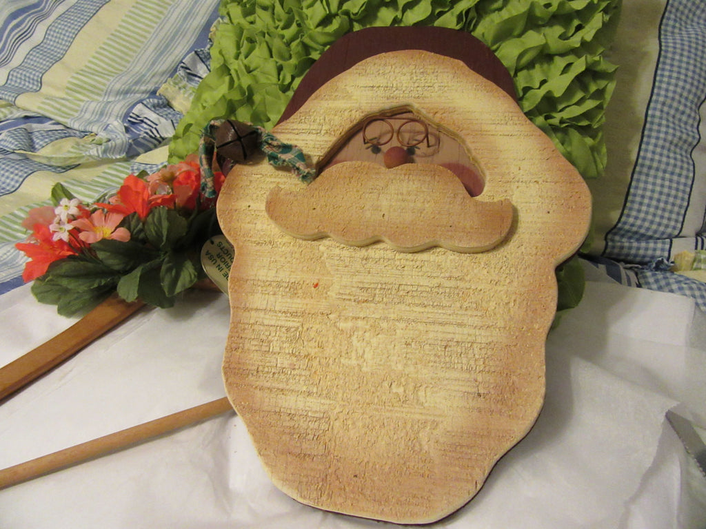 Santa Face Vintage Hand Painted Wooden Primitive or Country Santa Wall ...