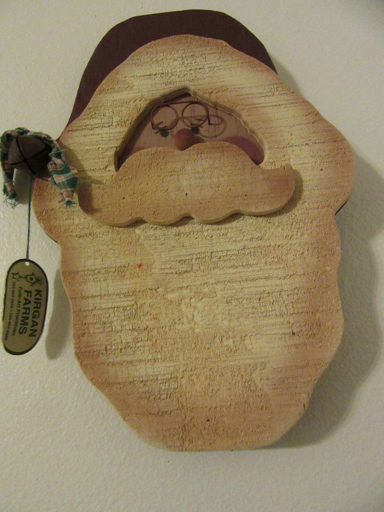 Santa Face Vintage Hand Painted Wooden Primitive or Country Santa Wall ...